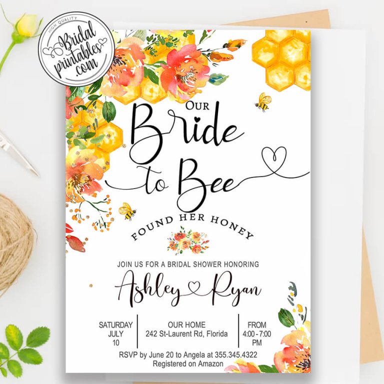 Bride-to-bee Found Her Honey, Honeycomb And Flowers Shower Invites ...